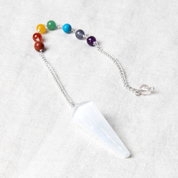 Selenite 7 Chakra Pendulum - Pure Crystal // Tiny Rituals
