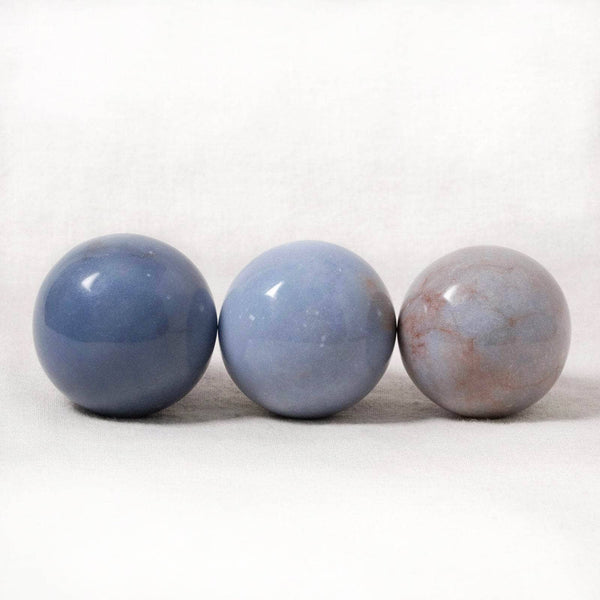 Angelite Sphere & Tripod Set - Celestial Beauty on Display
