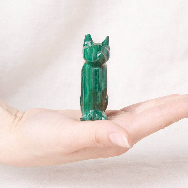 Genuine Malachite Cats - Hand Carved - 1 of a Kind
