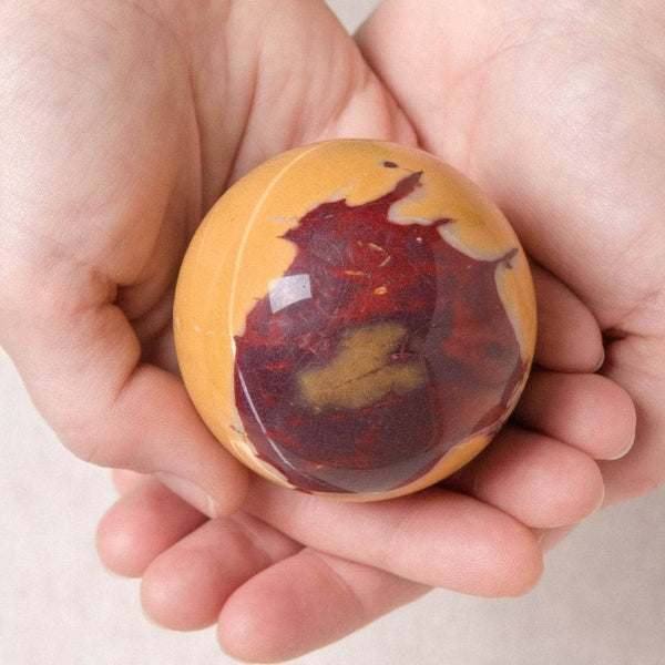 Mookaite Jasper Sphere with Tripod - Vibrant Healing Stone