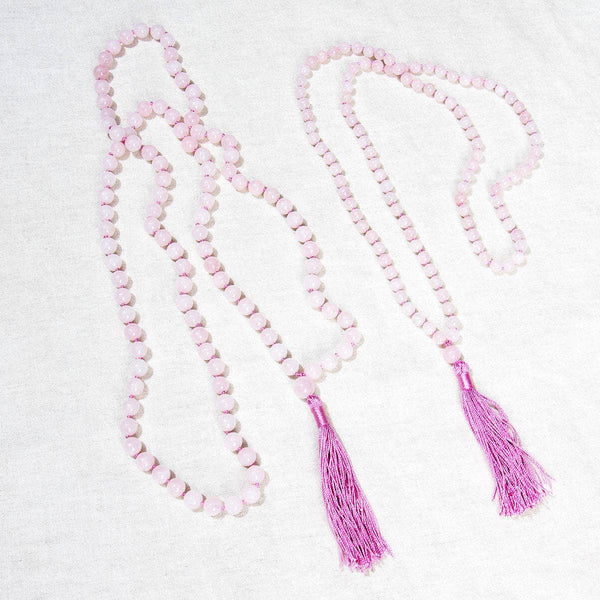 Rose Quartz Mala - High-Energy Rose Quartz Mala - 8mm & 6mm - Genuine ...