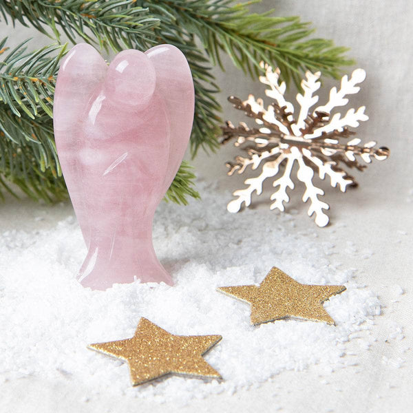 Rose Quartz Angel - Real Crystal - 3"-4" // Tiny Rituals